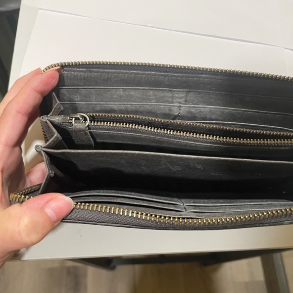 Frye | Bags | Frye Leather Zip Around Grey Wallet | Poshmark